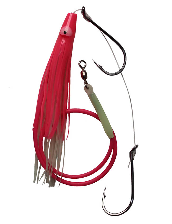 Gibbs Guide Series Halibut Rig 11/0-11/0 Single Hooks with Pink Skirt ...